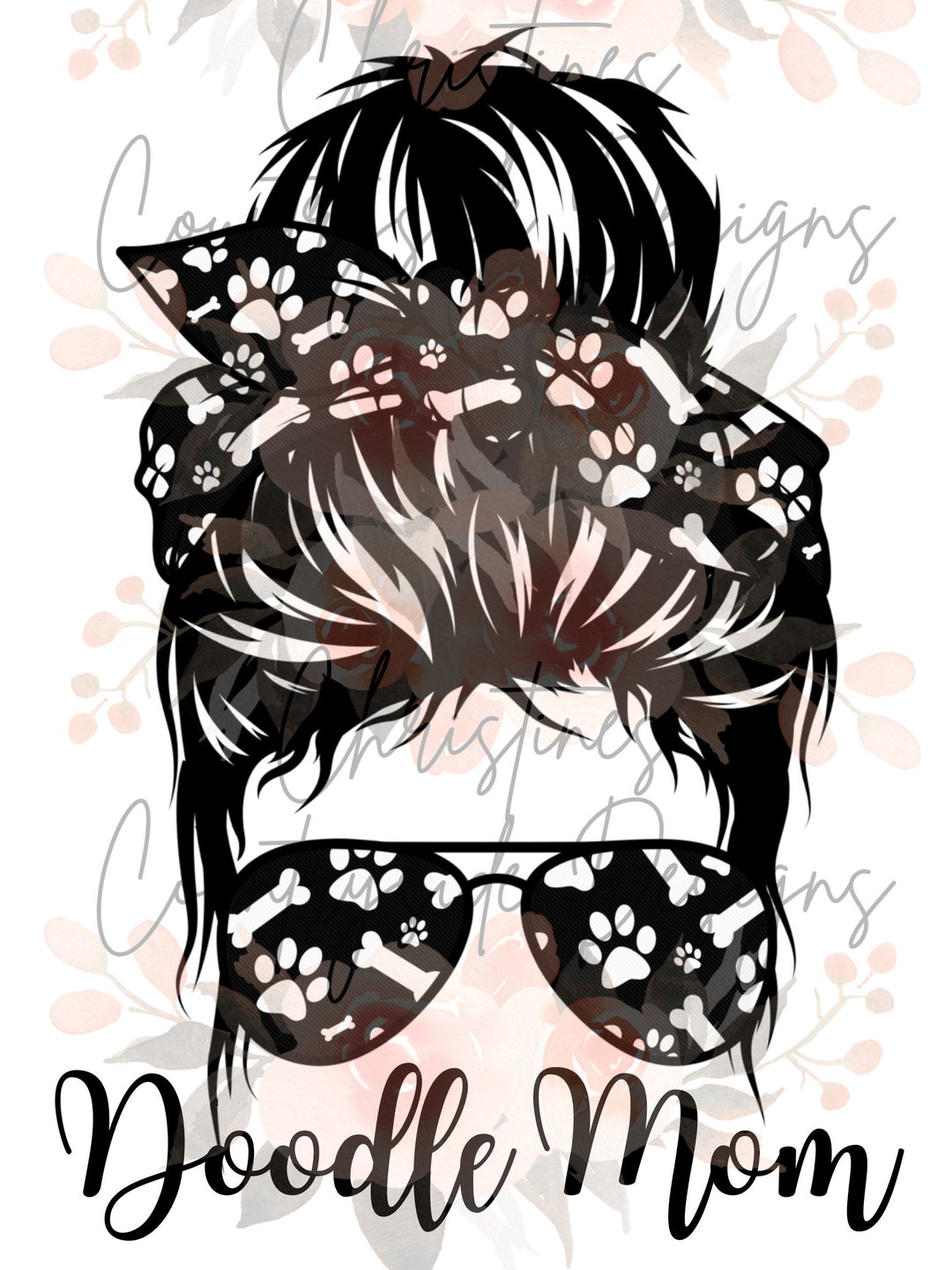 Doodle Mom Black Messy Bun PNG Downloadable Digital File - Etsy