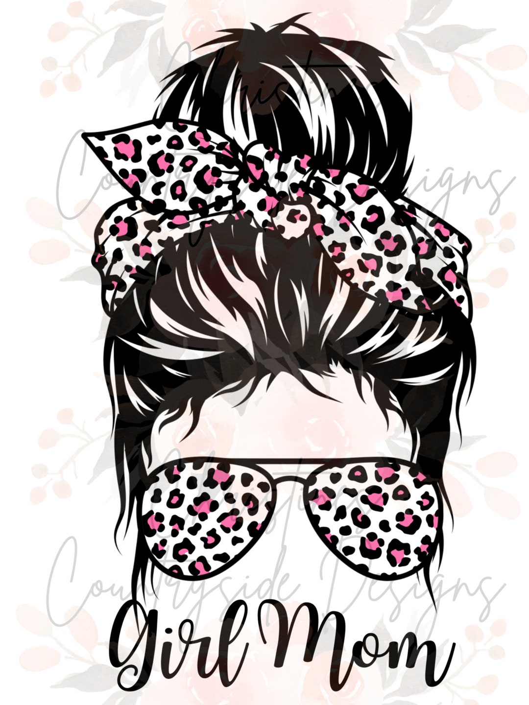 Girl Mom Pink Messy Bun PNG Downloadable Digital File - Etsy