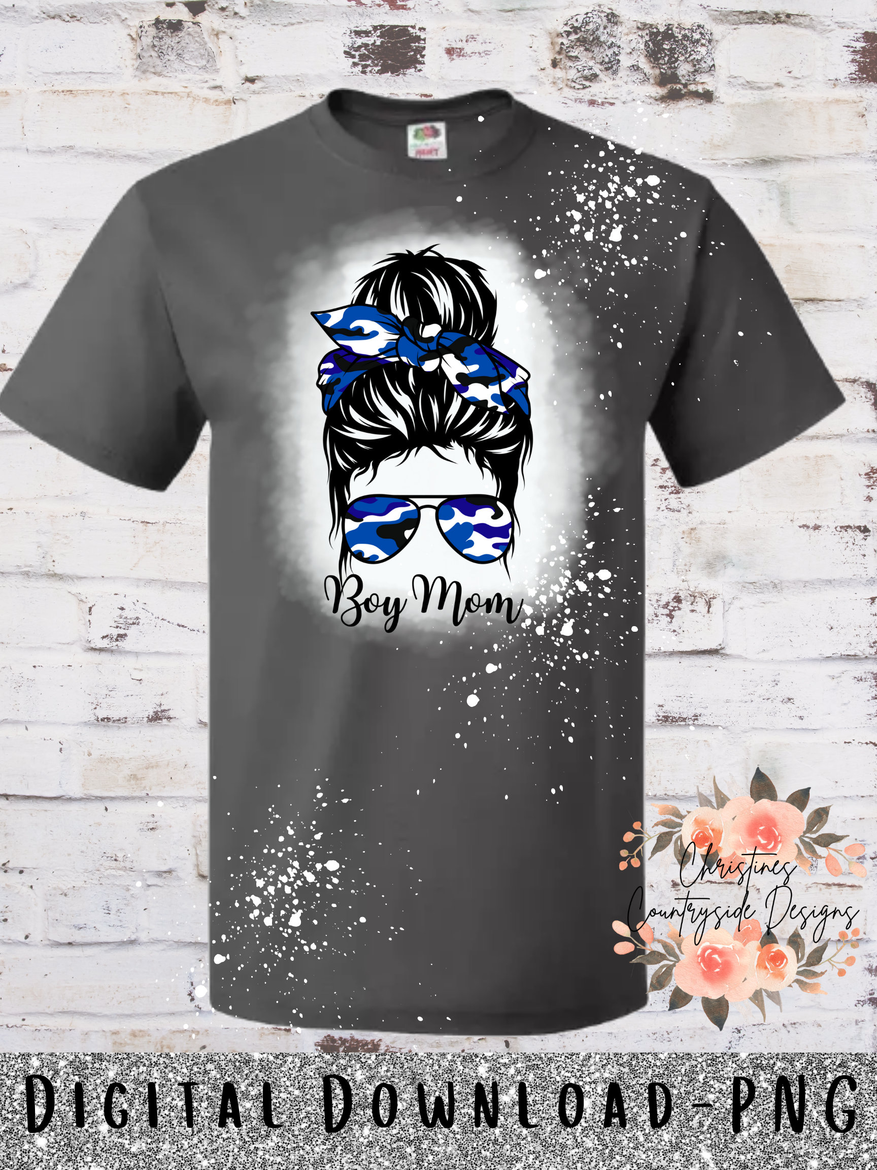 Boy Mom Blue Messy Bun PNG Downloadable Digital File - Etsy