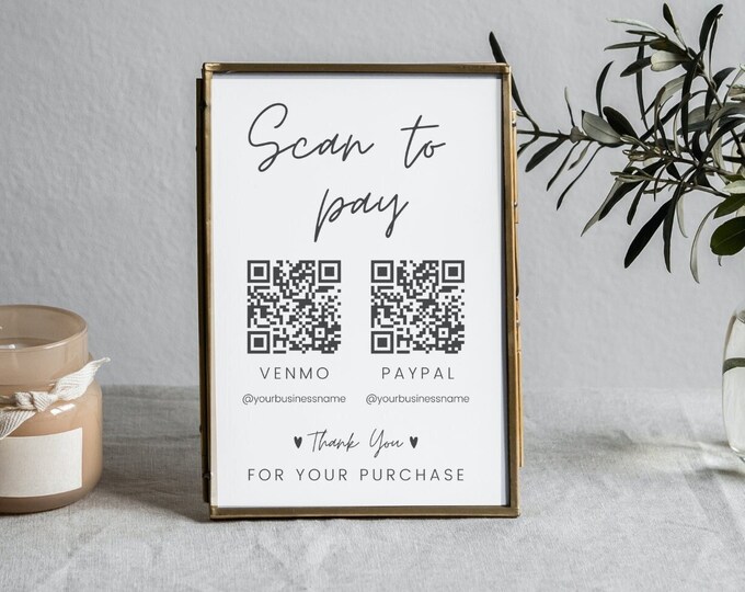 QR Code Template for Businesses Scan to Pay Marketing for - Etsy