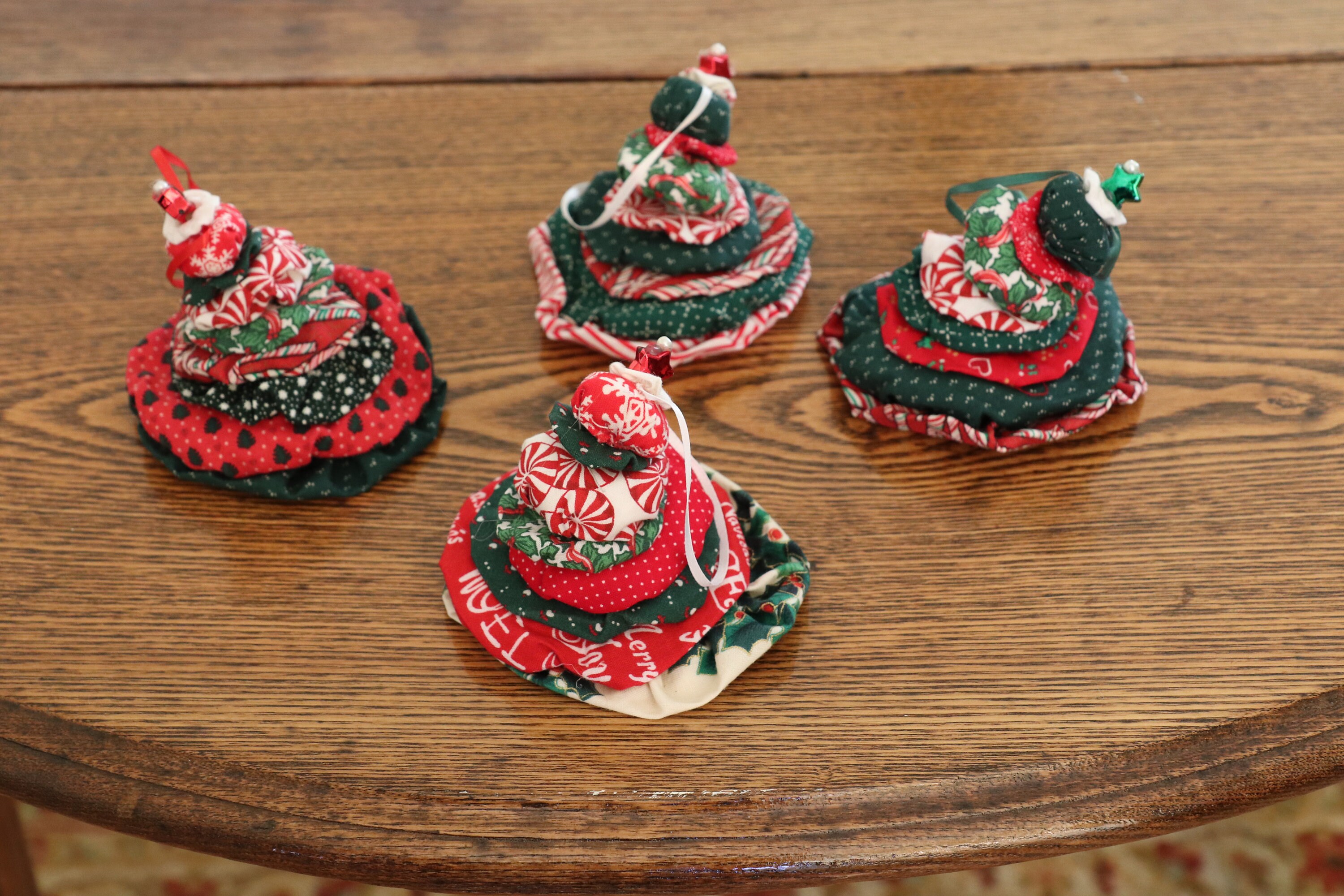 Fabric Christmas Tree Ornaments - Handmade - Etsy