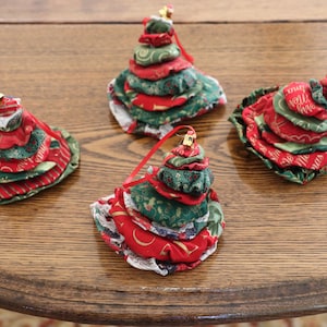 Fabric Christmas Tree Ornaments - Handmade - Etsy