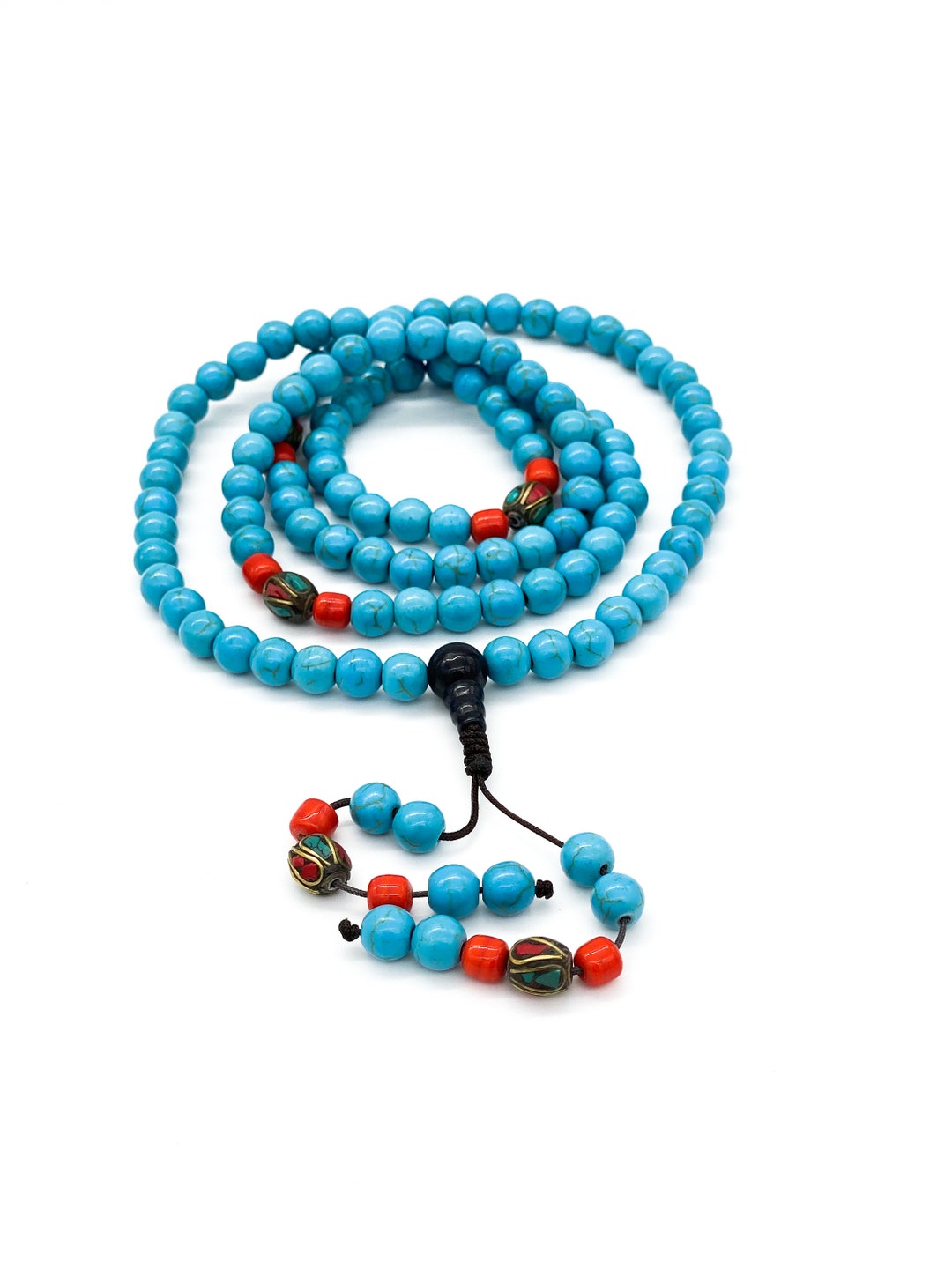 108 Mala, Turquoise Mala Necklace, Mala Beads, Mala, Prayer Beads, 108 ...