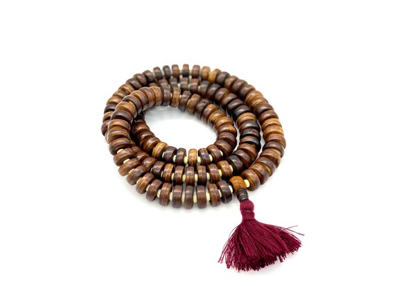 108 Mala Rosewood Prayer Bead Necklace NAGA Buddhist | Etsy