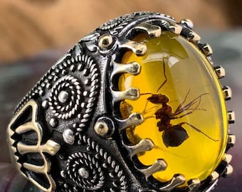 Amber Insect Ring | Etsy