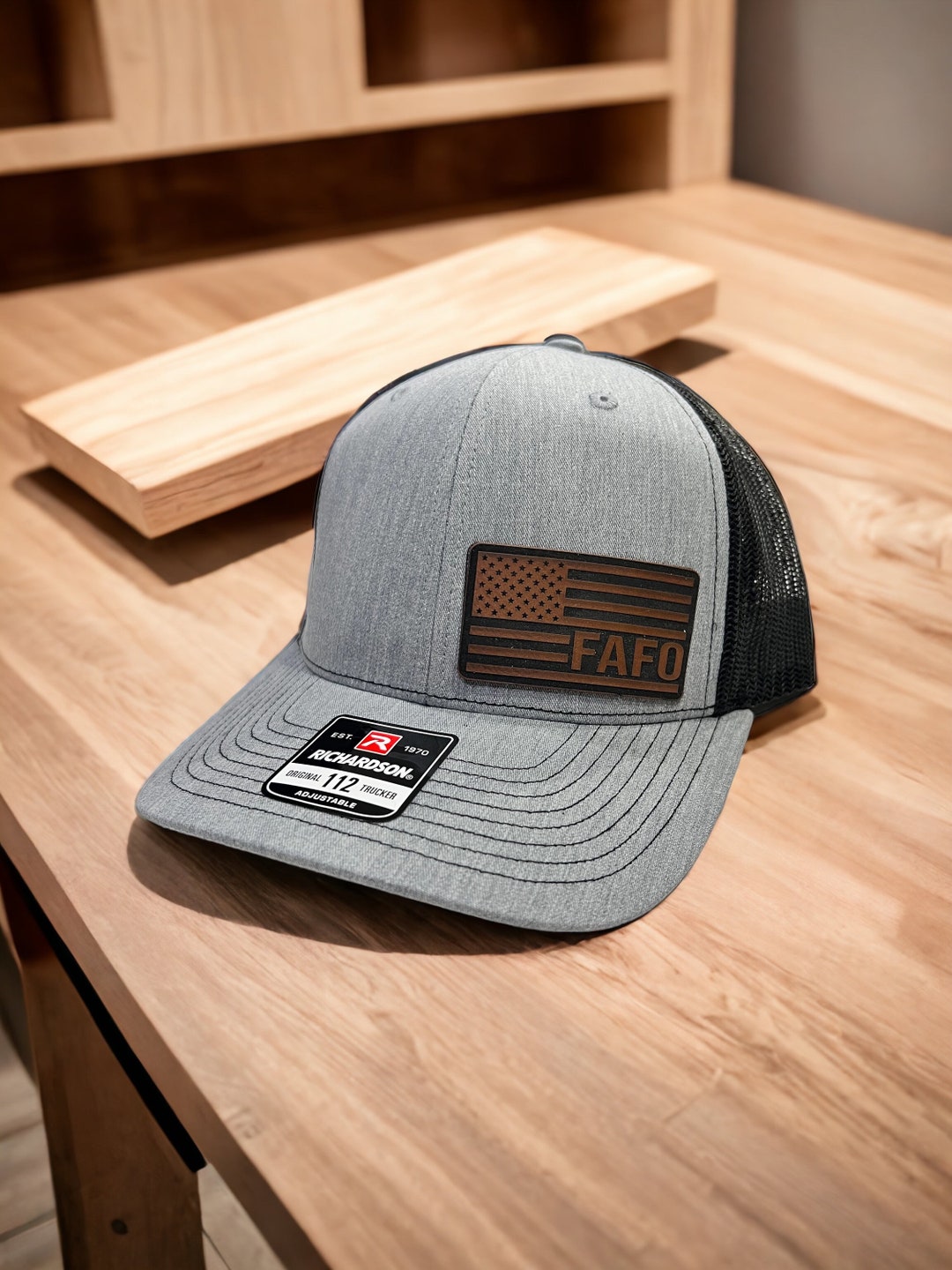 Us Flag FAFO Leather Hat Patch Richardson Hat Mesh Back Snap Back ...