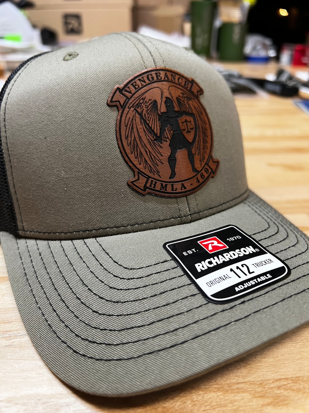 USMC HMLA - 469 Leather Hat Patch Richardson Hat Mesh Back Snap Back ...