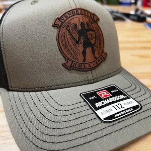 USMC HMLA - 469 Leather Hat Patch Richardson Hat Mesh Back Snap Back ...
