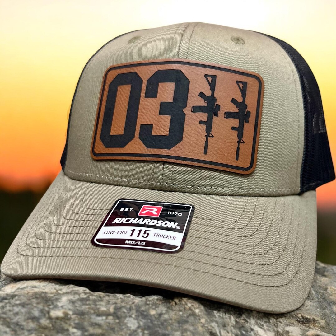 USMC Marines MOS 0311 Rifleman Rifles Leather Hat Patch Richardson Hat ...