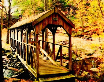 Covered Bridge Watercolor Print - Etsy