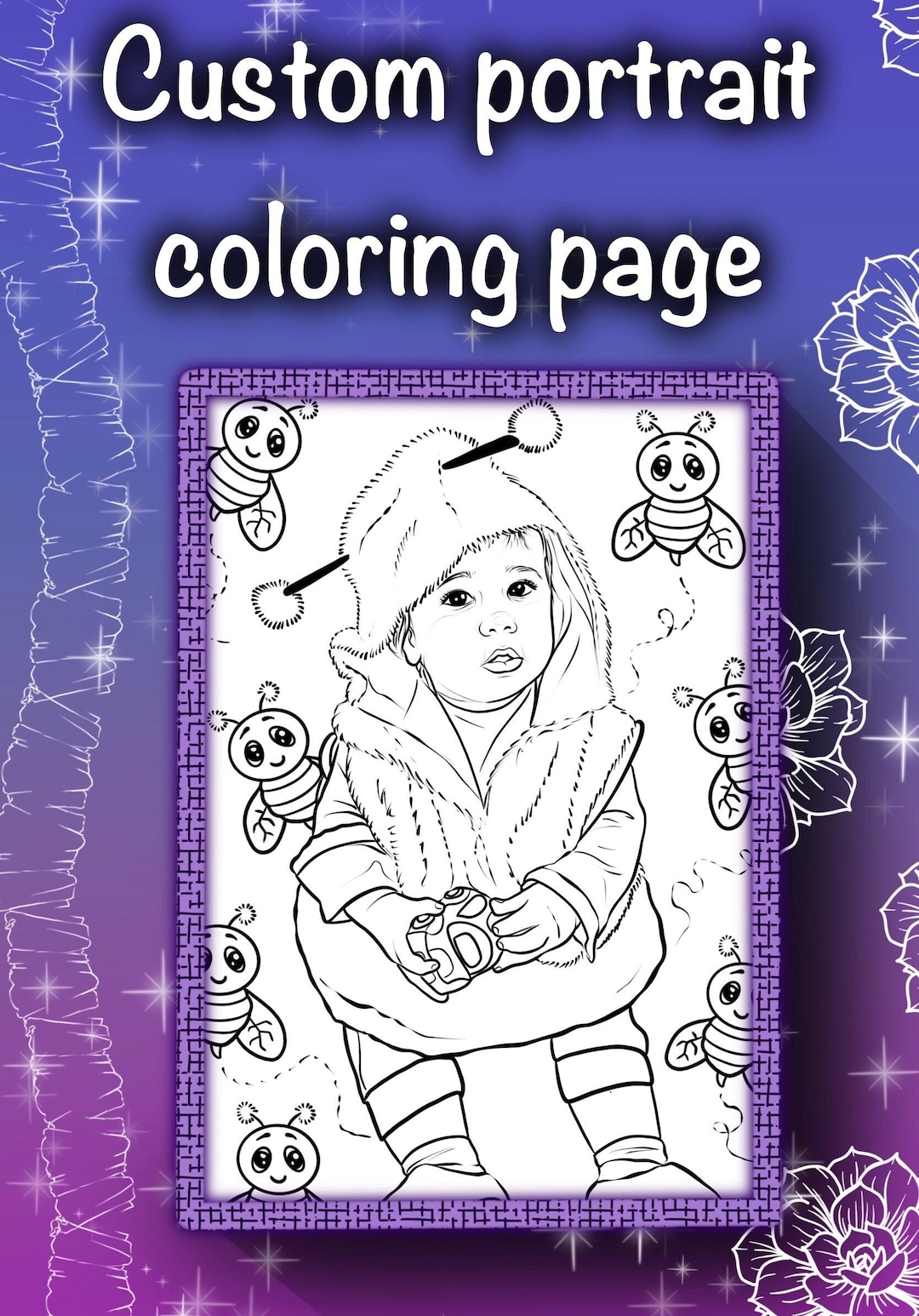 Custom Portrait Coloring Page High Quality - Personalized Coloring Page ...