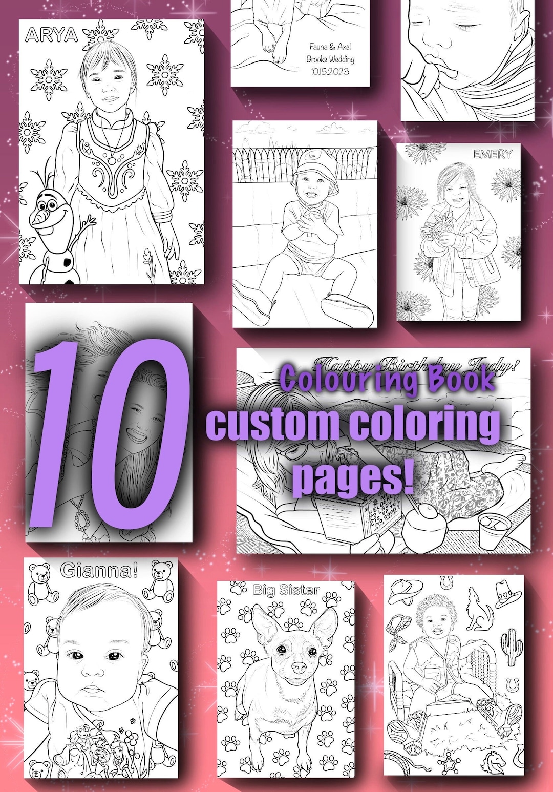 Your Own Custom Coloring Book High Quality 10 Personalized Coloring ...