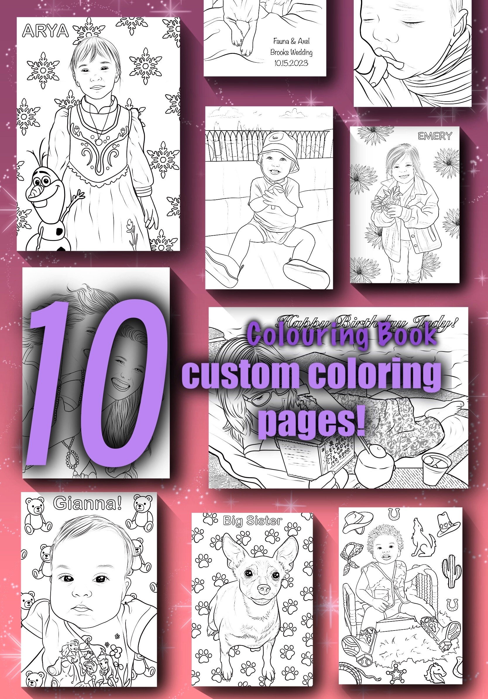 Your Own Custom Coloring Book High Quality 10 Personalized Coloring ...