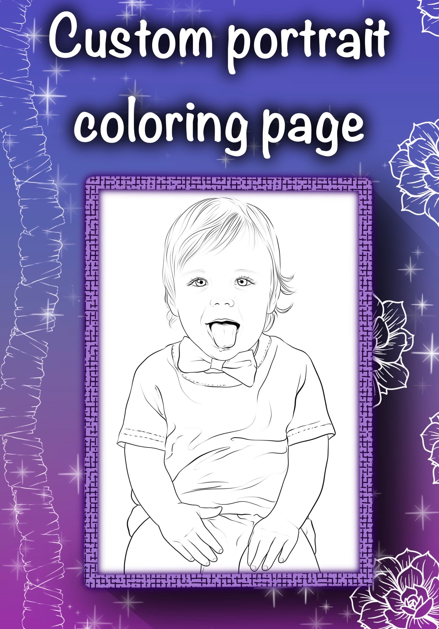 Portrait personnalisé de haute qualité à colorier Coloriage - Etsy France