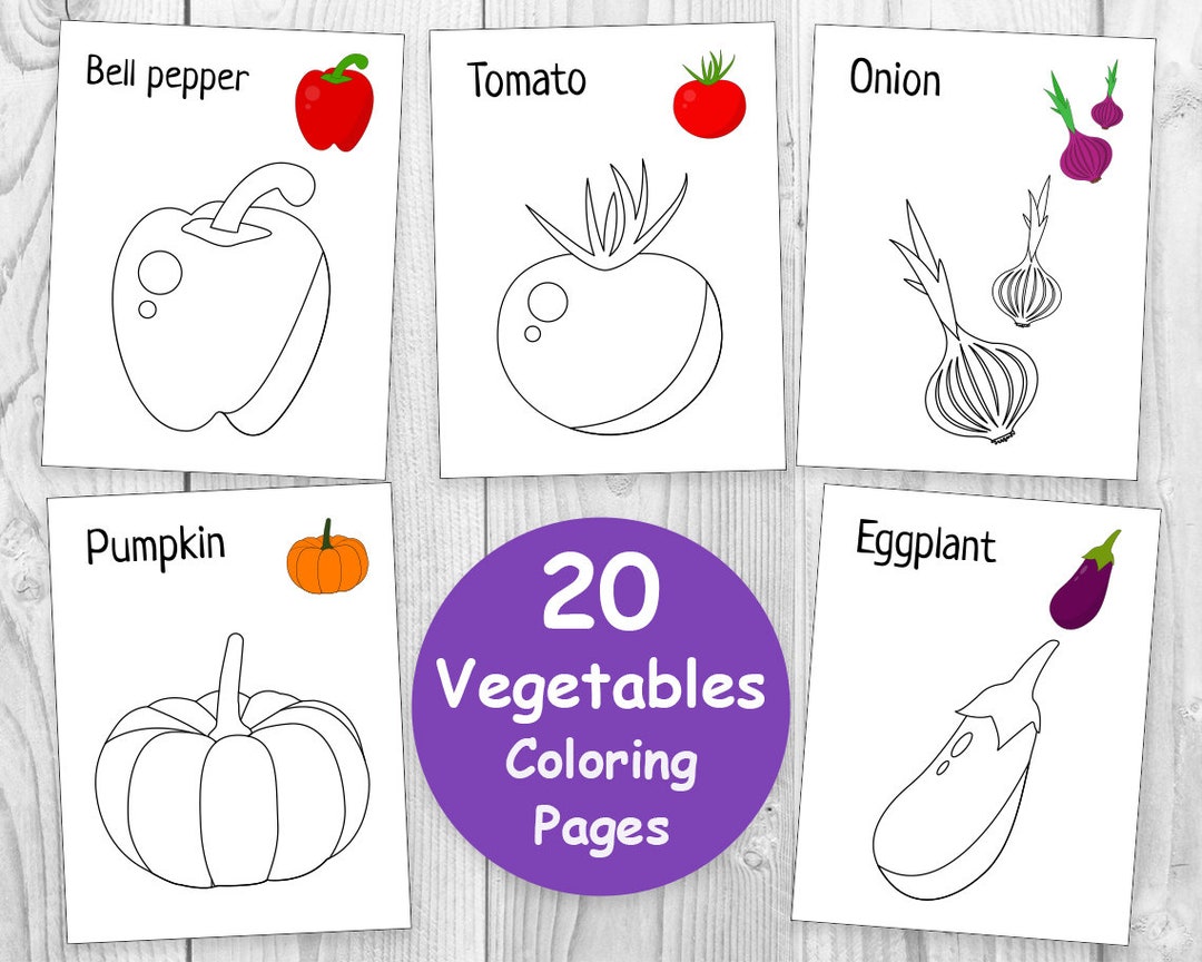 Vegetable Coloring Pages, Vegetable Coloring Book for Kids, Printable ...