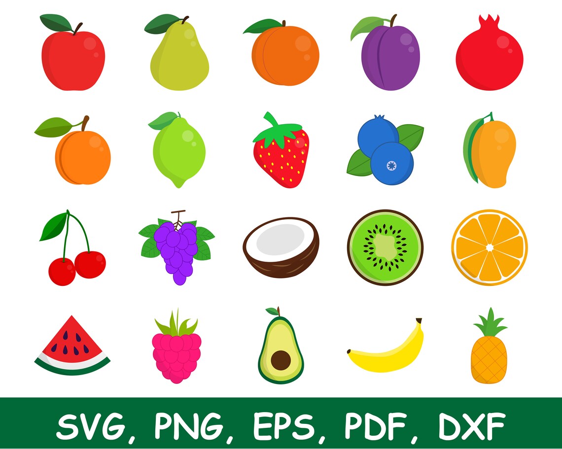 Fruit SVG Bundle, Tropical Fruit SVG, Fruit Clip Art, Fruit Vector ...