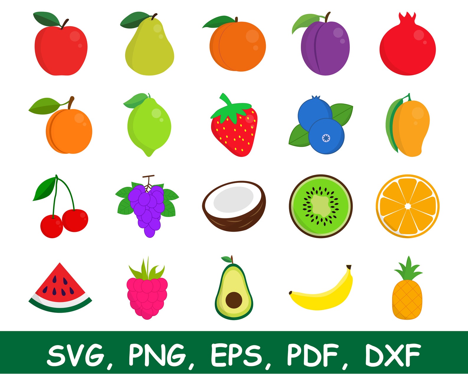 Fruit SVG Bundle, Tropical Fruit SVG, Fruit Clip Art, Fruit Vector ...