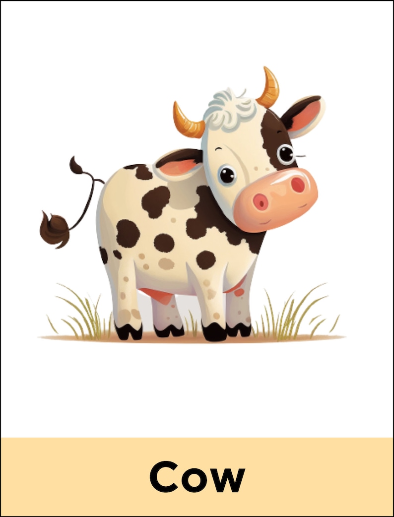 20 Farm Animals Flashcards, Farm Flash Cards, Pre-school Flashcards ...