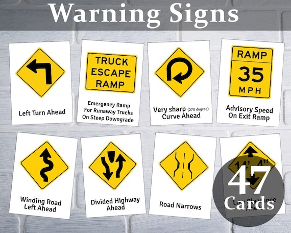USA Traffic Signs Road Signs Test Flash Cards USA Warning - Etsy