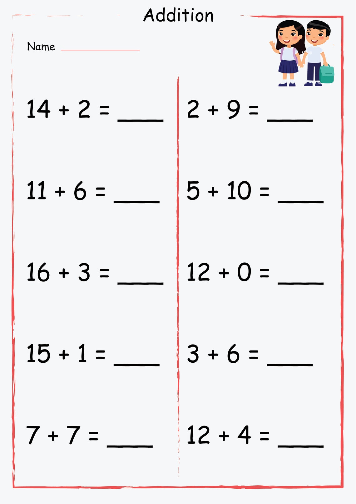 10 Printable Addition Worksheets, Preschool-2nd Grade Math, Preschool ...
