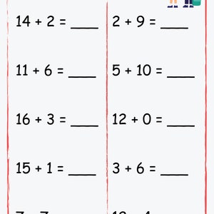 10 Printable Addition Worksheets, Preschool-2nd Grade Math, Preschool ...