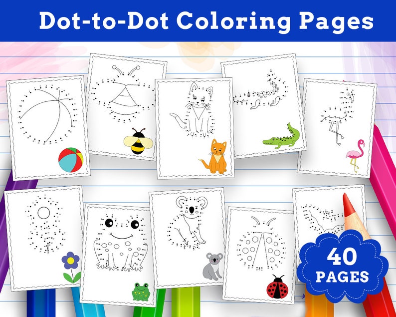 40 Dot to Dot Drawing Games, Dot to Dot Book With Animals, Dot to Dot ...