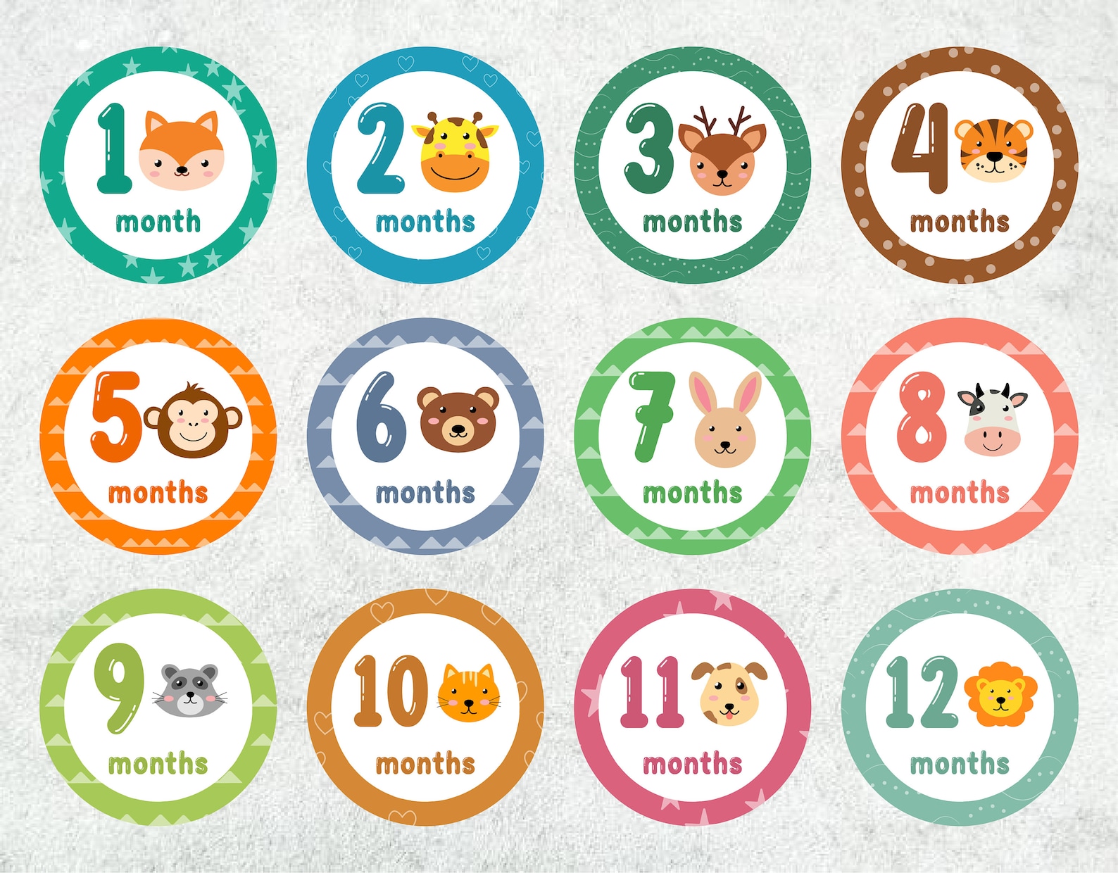 Monthly Baby Stickers SVG, Baby Monthly Sticker Unisex, Baby Monthly ...