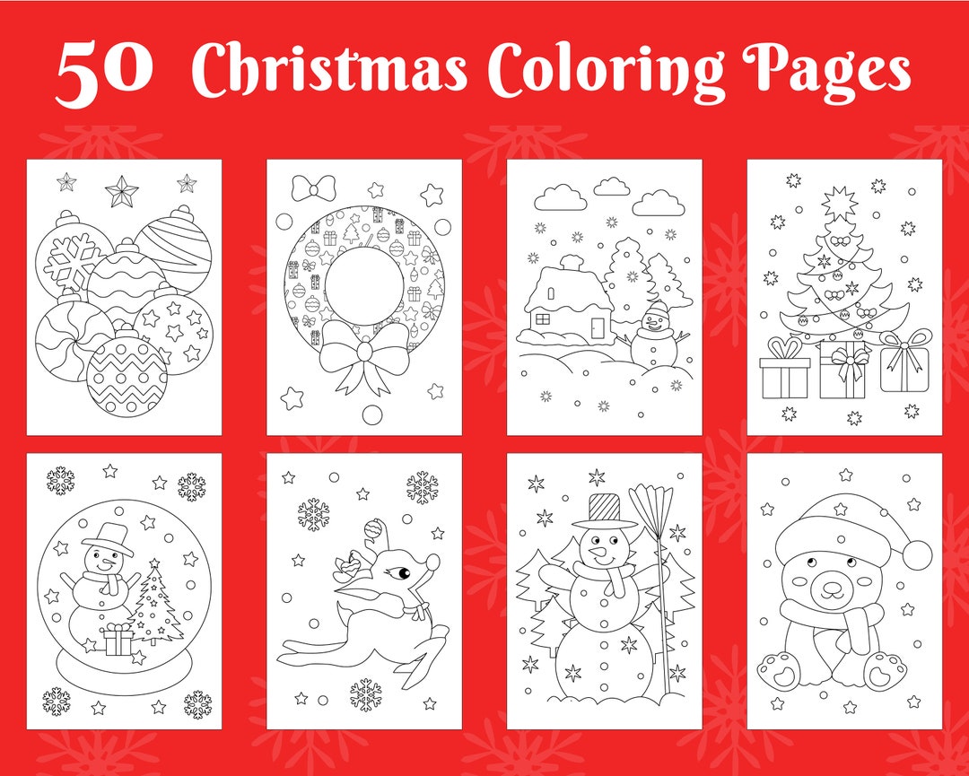 50 Christmas Coloring Pages, Christmas Coloring Book, Christmas ...