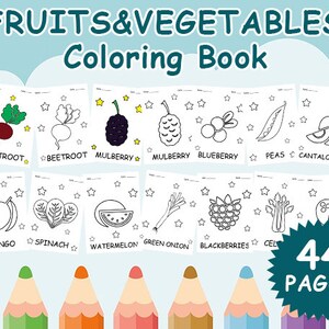 Bundle Fruits and Vegetables Coloring Pages, Fruits and Vegetables ...