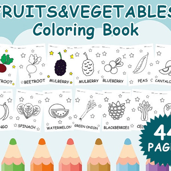 Fruits and Vegetables Birthday Coloring Page - Etsy