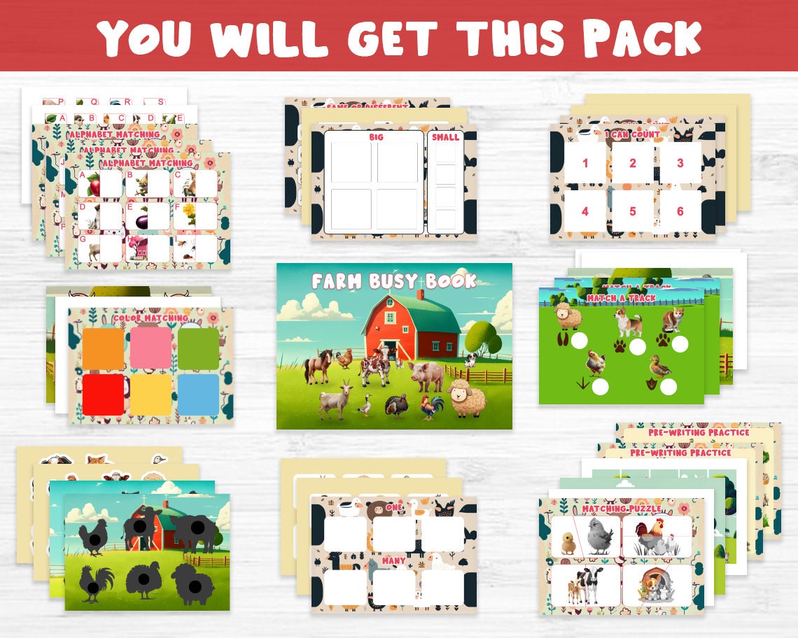 Farm Busy Book Printable Toddler Activities Farm Animals Busy - Etsy