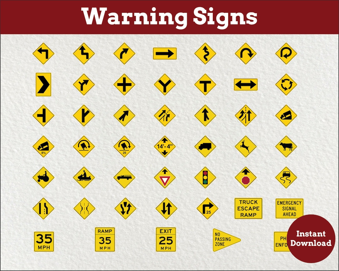 USA Traffic Signs, Traffic Signs Learning, USA Warning Signs Svg ...