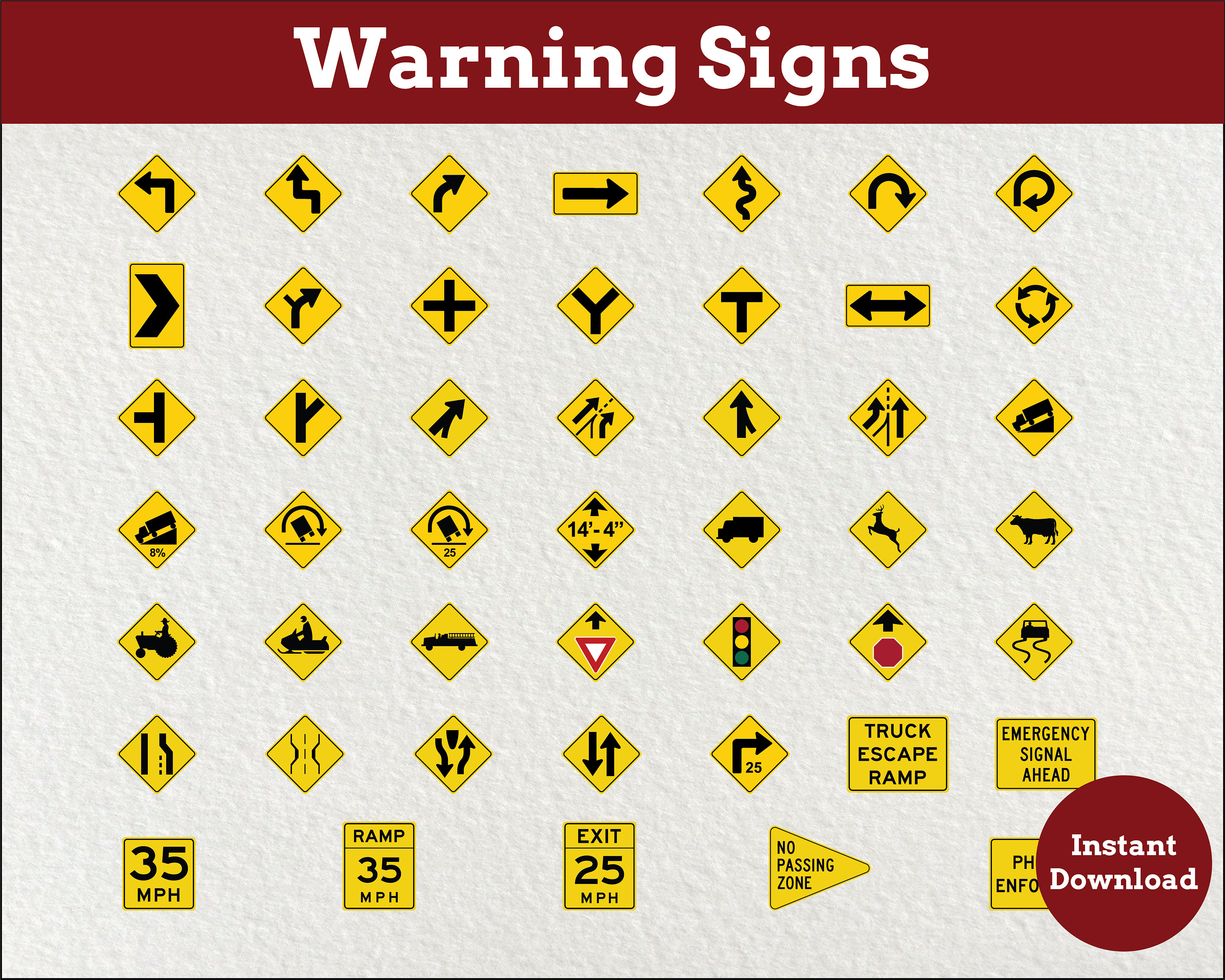USA Traffic Signs, Traffic Signs Learning, USA Warning Signs Svg ...