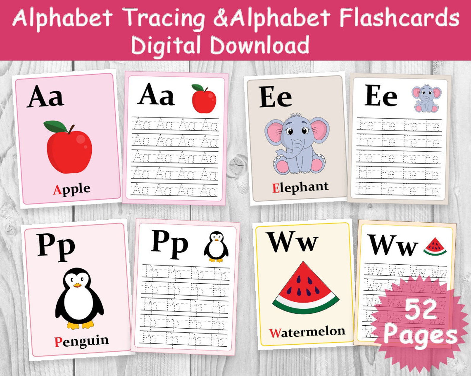 Alphabet Flashcards, ABC Flashcards, Alphabet Tracing Worksheet ...