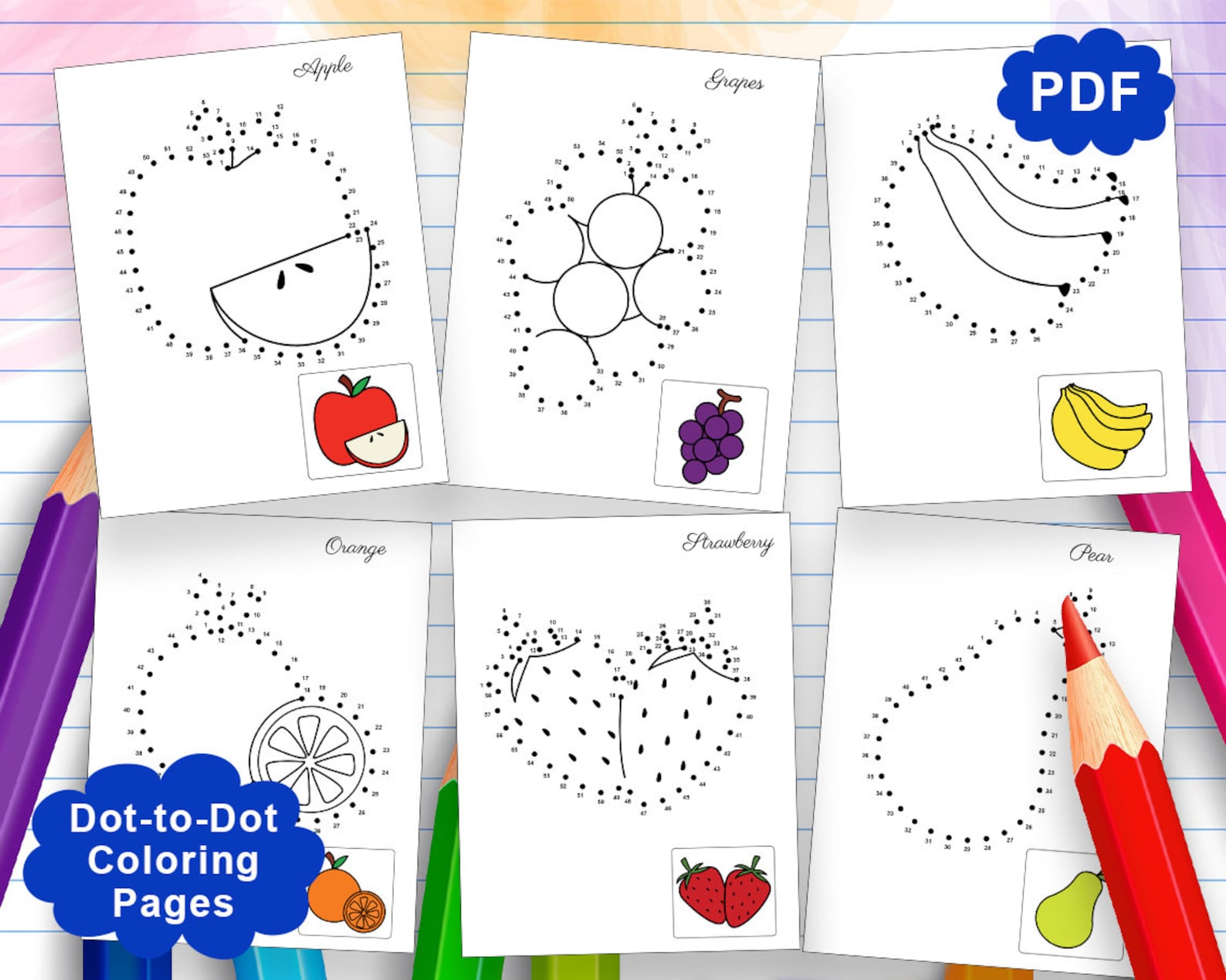 Dot to Dot Book for Kids PDF, Dot to Dot Book With Fruits, Dot to Dot ...