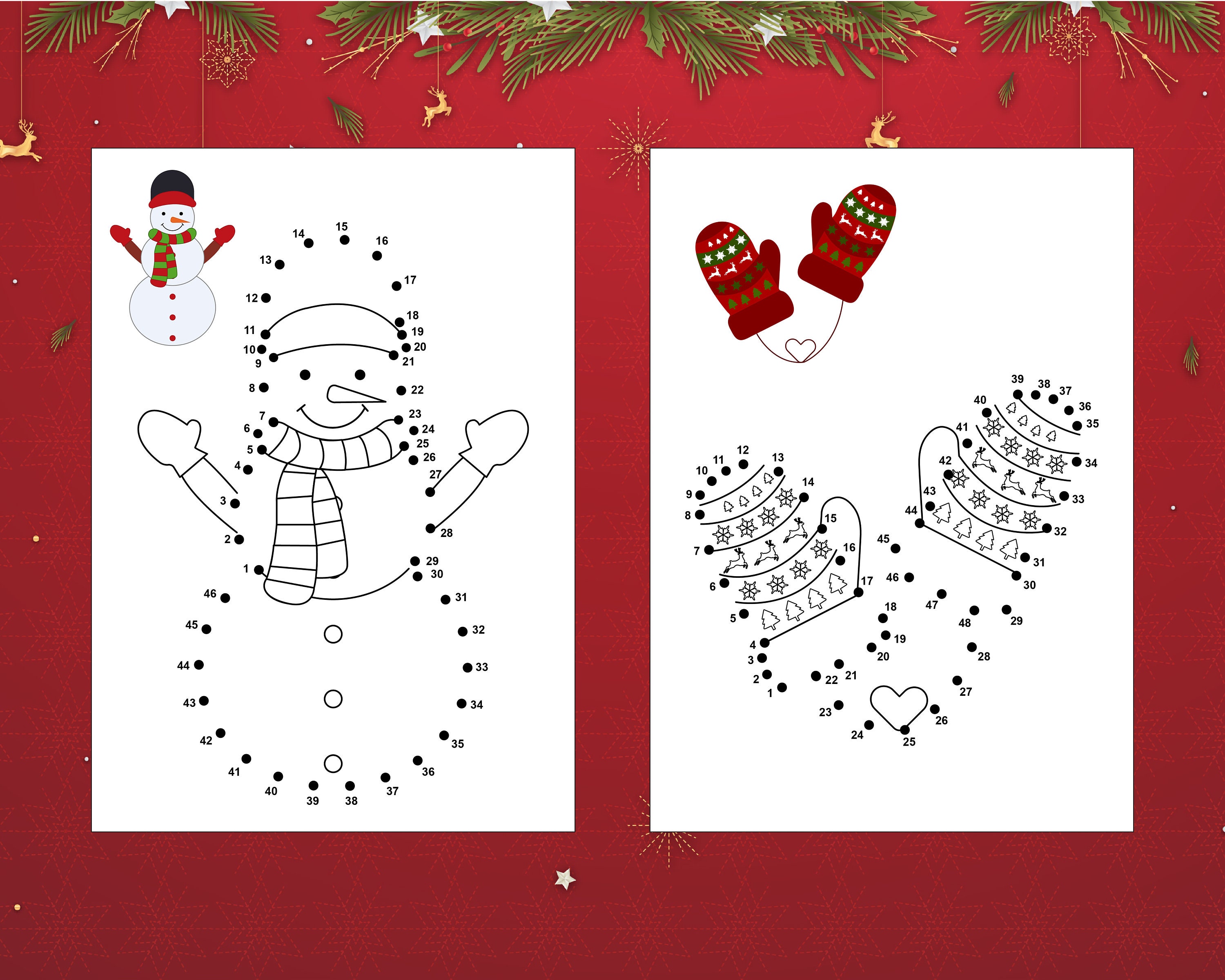 10 Christmas Dot to Dot Pages, Printable Activity Pages, Connect the ...