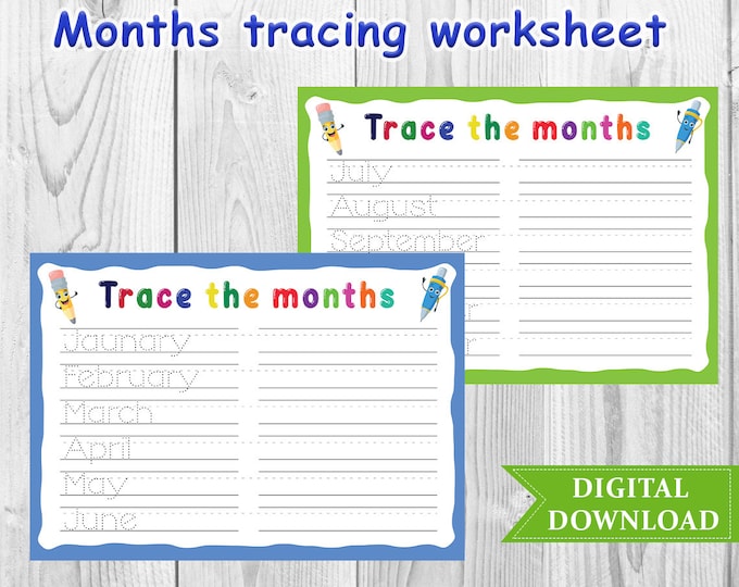 Months of the Year Tracing Worksheet, Learning to Write Handwriting ...