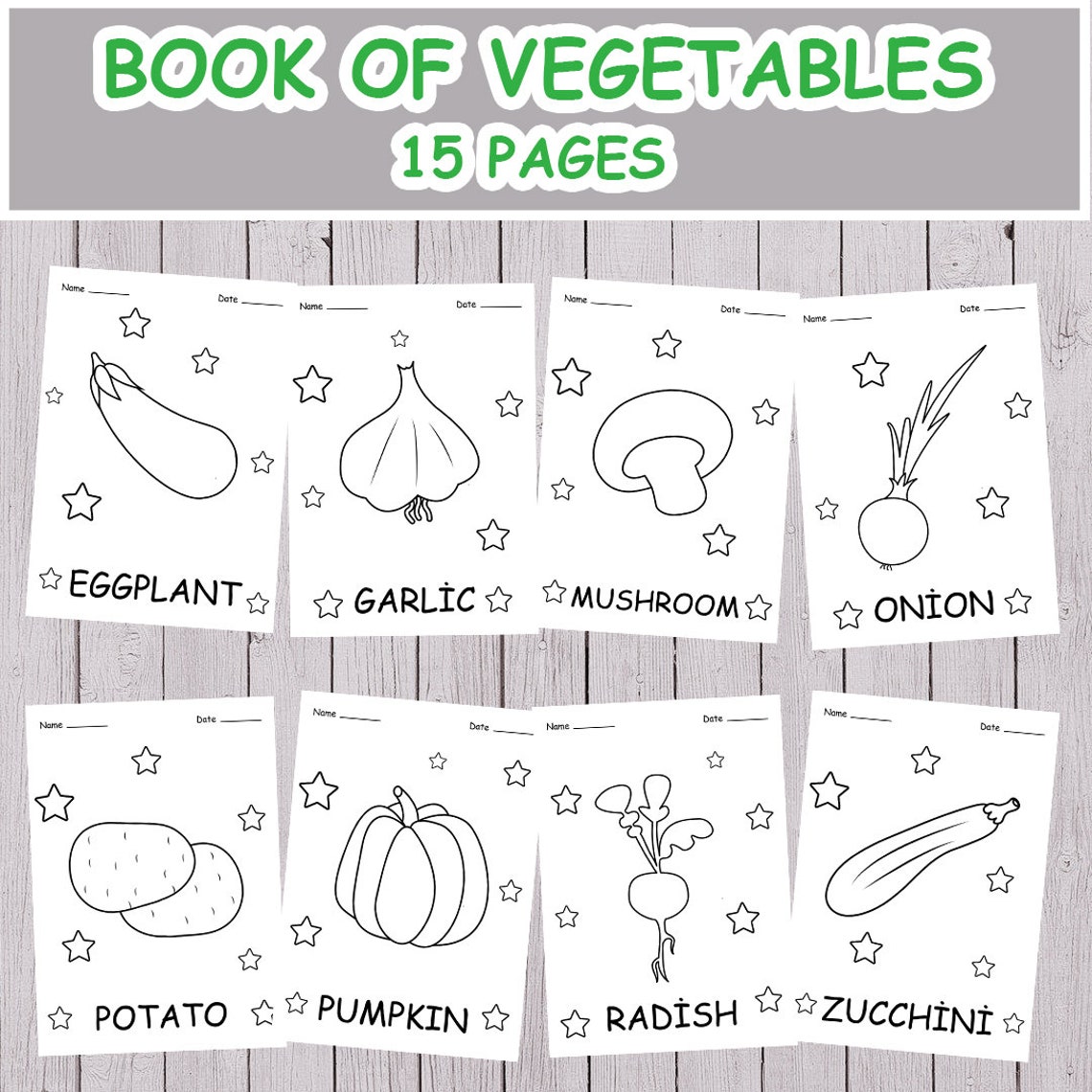 15 vegetable Coloring Pages Printable 15 vegetable activity | Etsy
