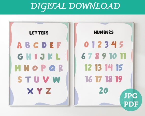 Alphabet Poster Alphabet Wall Art Number Poster Number - Etsy