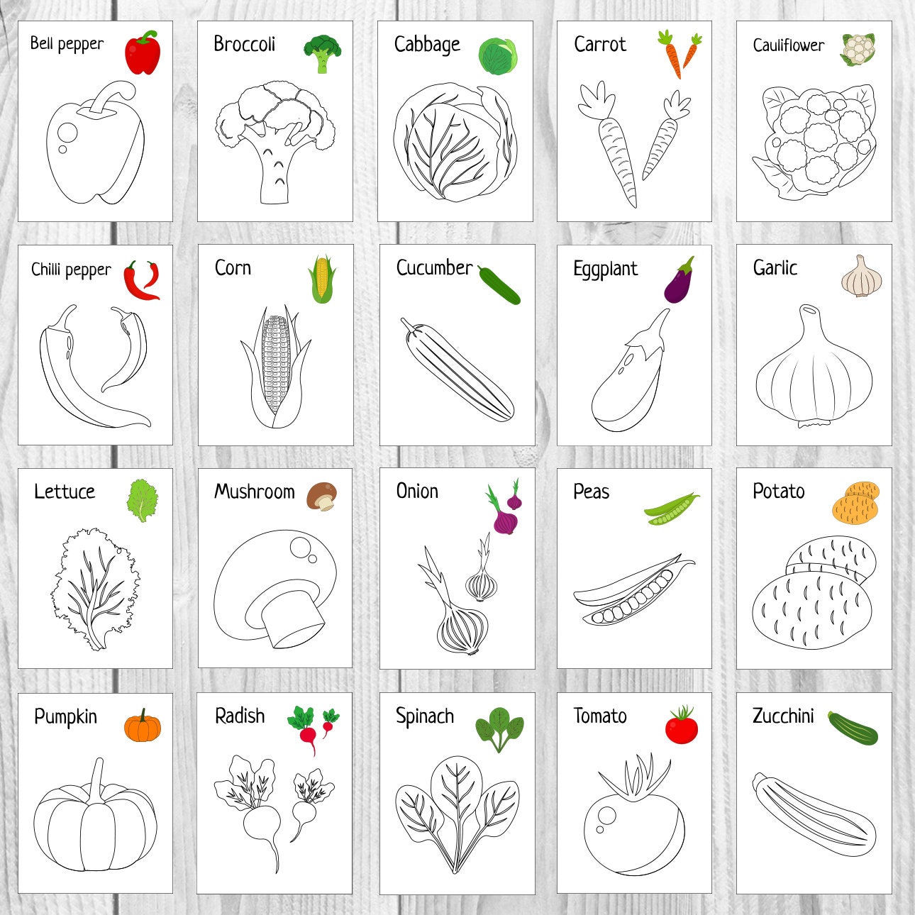Vegetable Coloring Pages, Vegetable Coloring Book for Kids, Printable ...