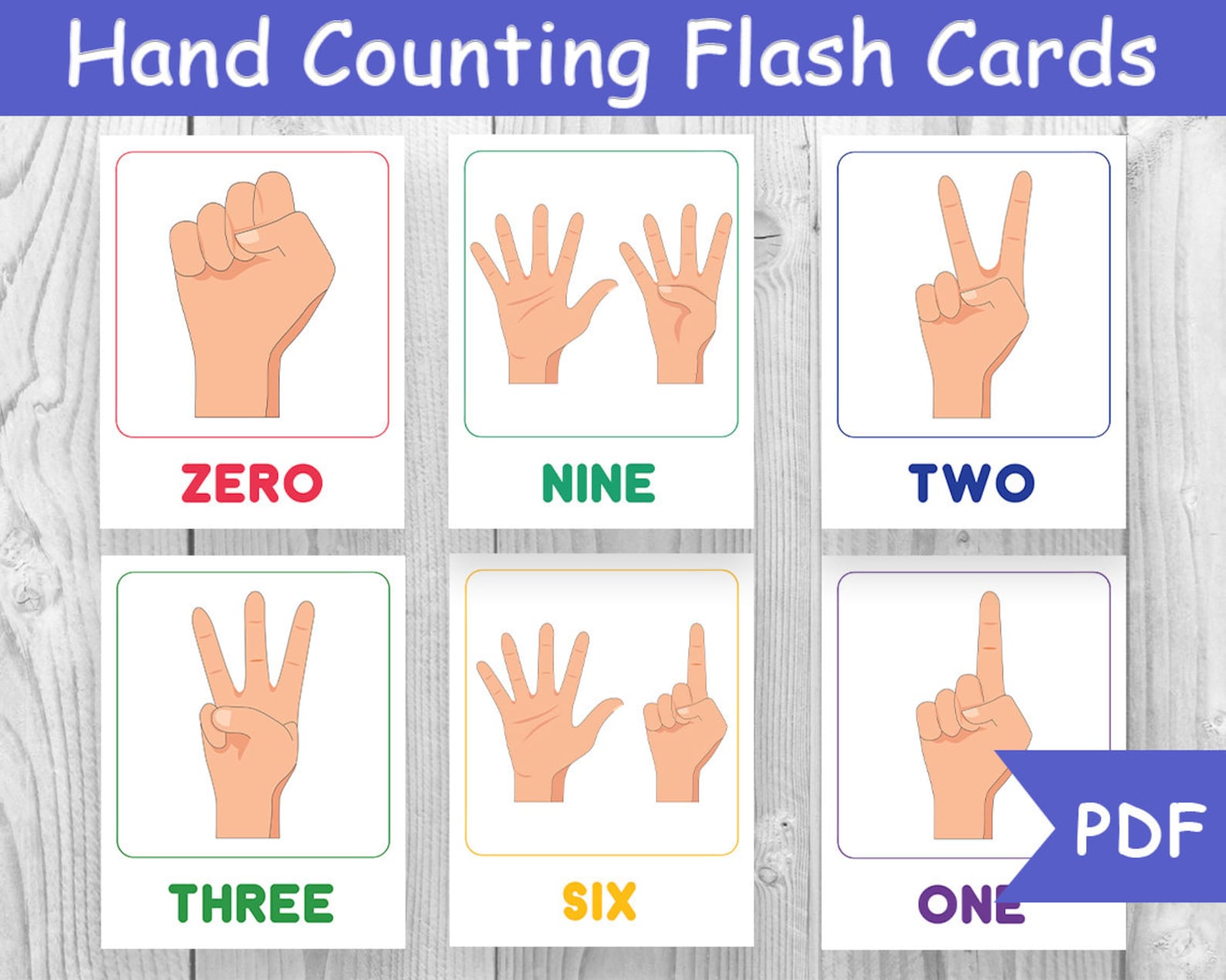 Finger Counting Flash Cards, Hand Counting Cards, Nomenclature Cards ...