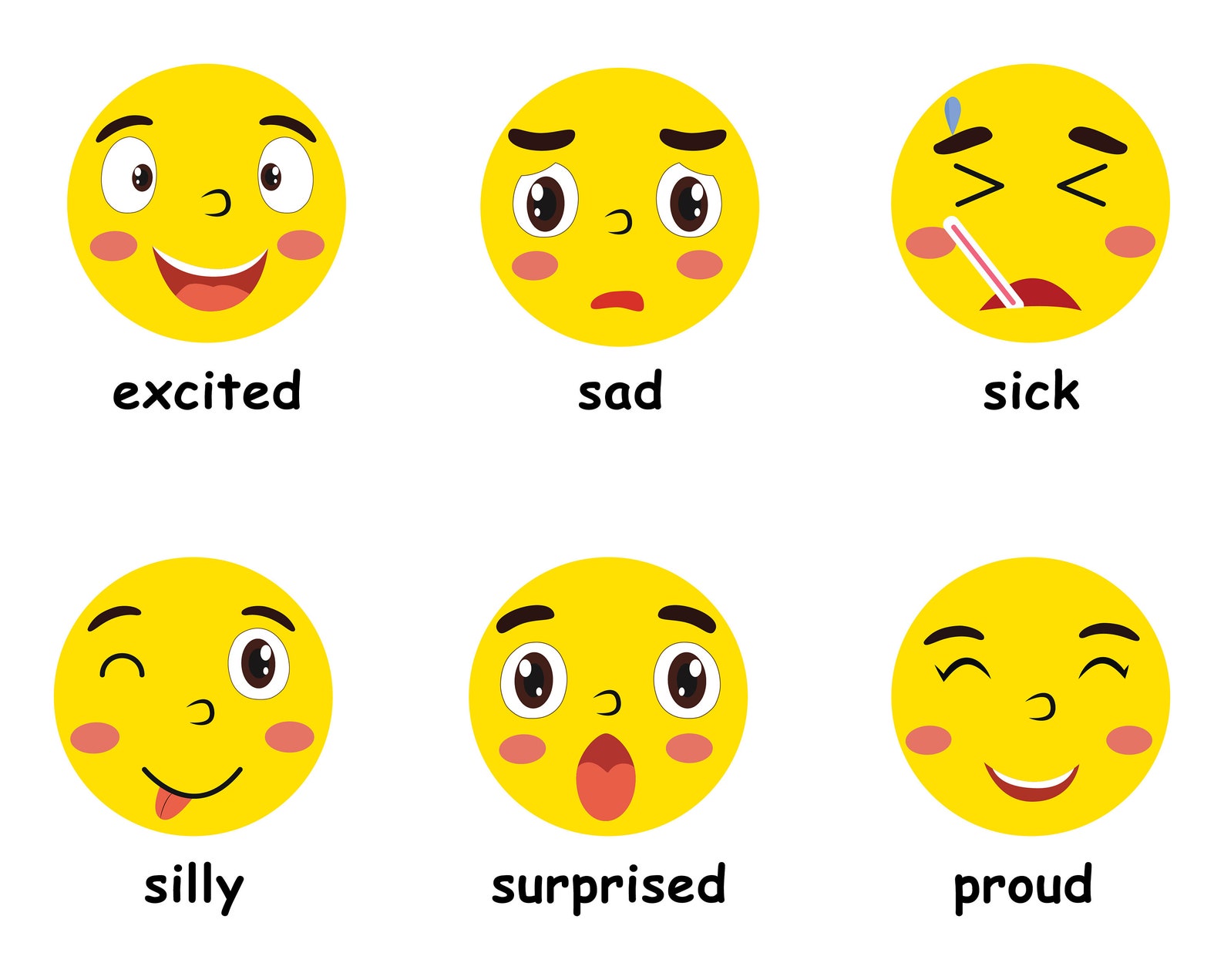 Feelings Faces Kids Png, Emoji Clipart, Emotions Clipart, Educational ...