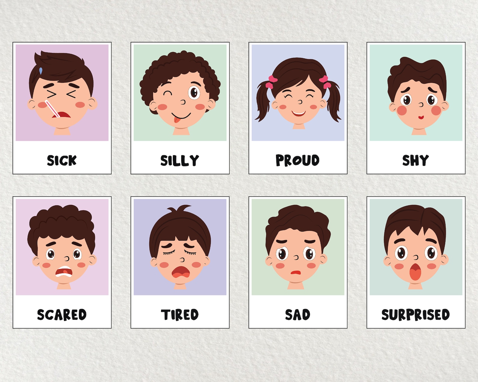 Feelings Faces Flashcards, Emotion Flashcards, Kids Emotions and ...