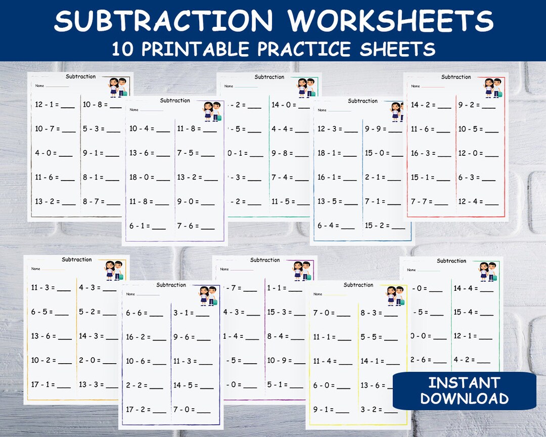 10 Printable Subtraction Worksheets, Preschool-2nd Grade Math ...