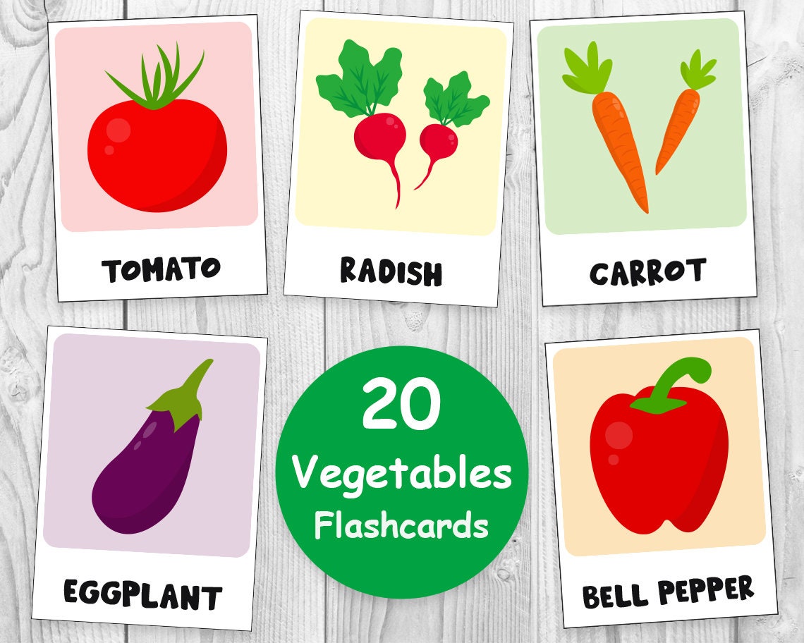20 Vegetables Flashcards, Vegetable Cards, Learning Vegetables ...