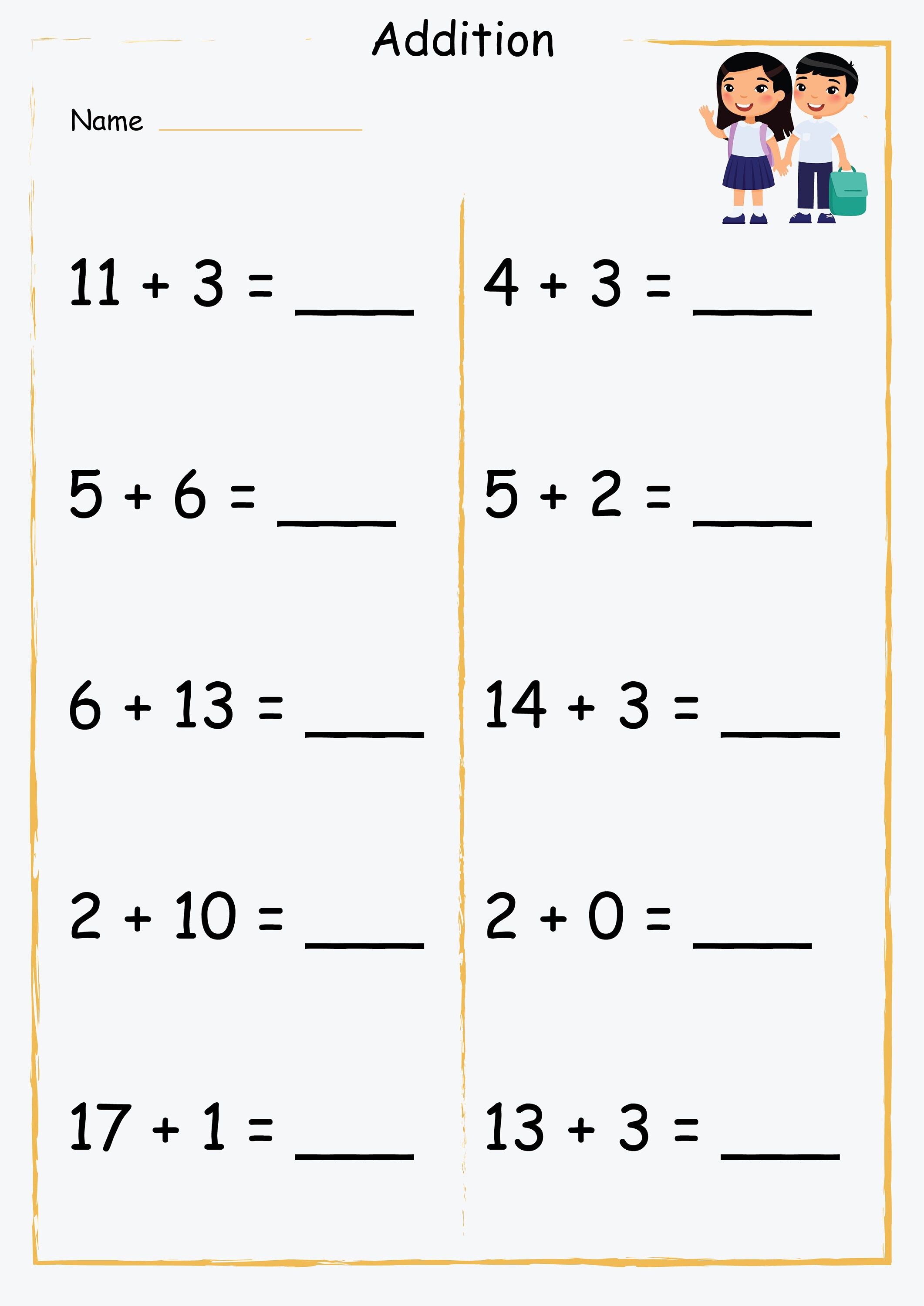 10 Printable Addition Worksheets, Preschool-2nd Grade Math, Preschool ...