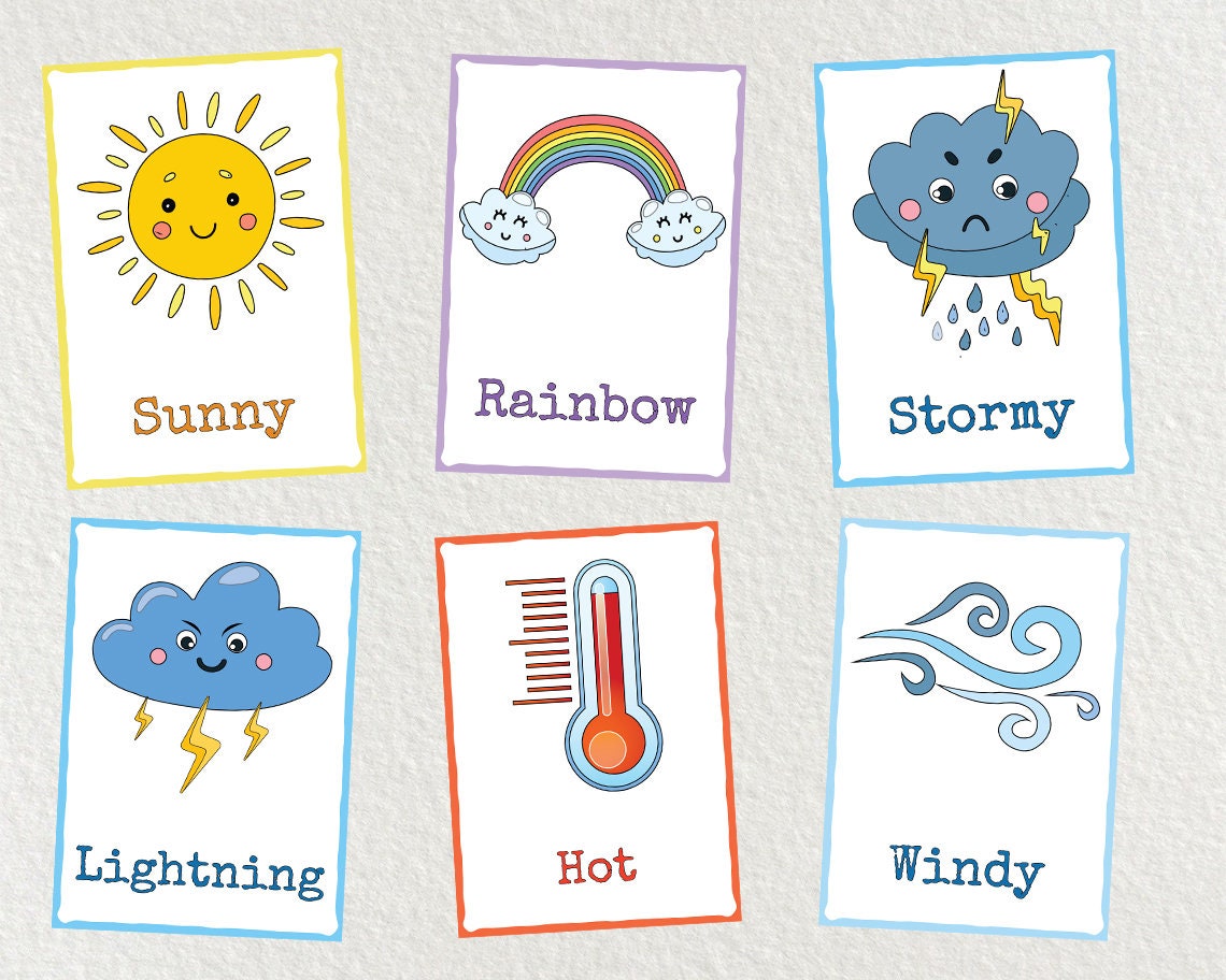 Toddler Weather Flash Cards, 12 Nomenclature Cards, Homeschool ...