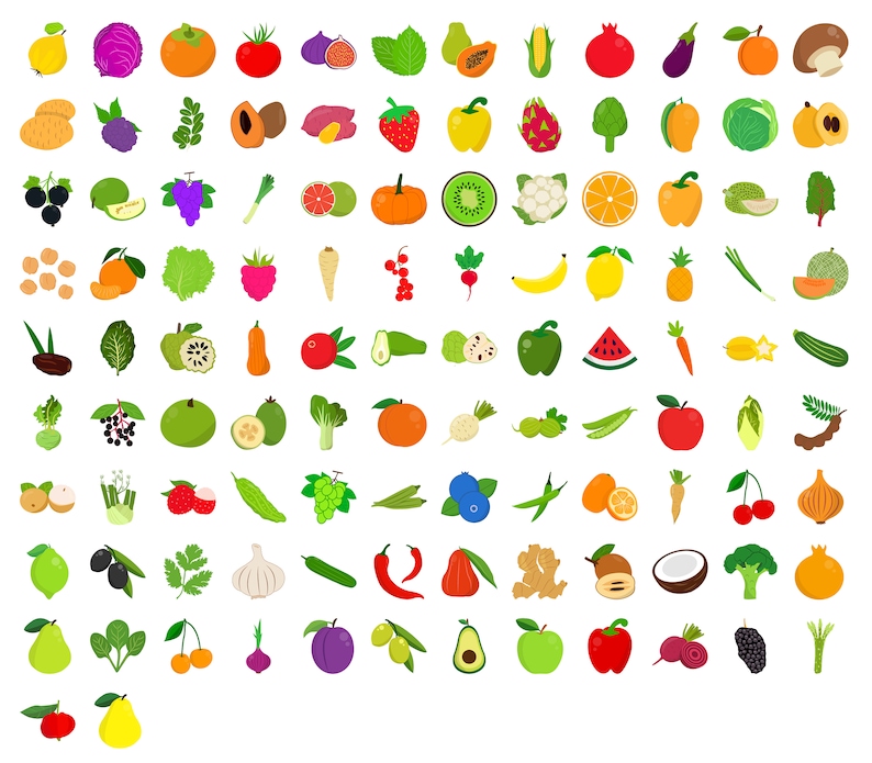 Vegetables and Fruits SVG, Vegetable and Fruit Clip Art, Vegetable ...