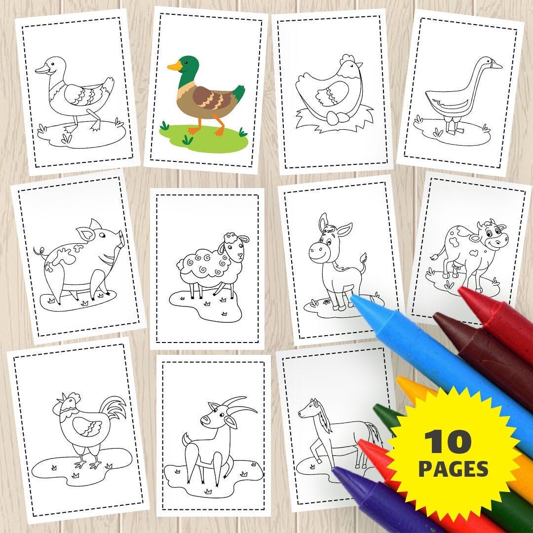 10 Farm Animals Coloring Pages, Farm Coloring Sheets, Farm Animals ...
