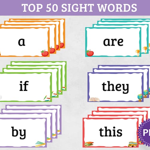 Sight Words Flashcards Kindergarten Homeschool Printable Pre - Etsy